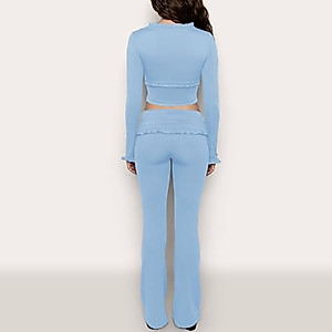 Women 's Flare Skinny Pants Fold Over Leggings Stretch Bootcut Bell Bottom Yoga Pants Y2k Joggers (Purple, M)