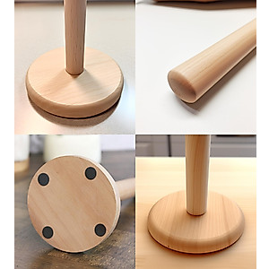 KitchLife Wooden Paper Towel Holder Countertop - Solid Beechwood Paper Towel Dispenser Stand with Anti-Skid Base