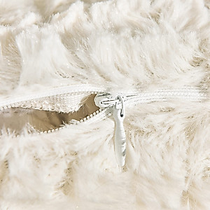 YUSOKI Luxury Faux Fur Throw Pillow Covers-18 x18,Set of 2-Boho Furry Fuzzy Fluffy Cozy Pillow Cases for Sofa Couch Bedroom Without Insert(Ivory,18"x18")