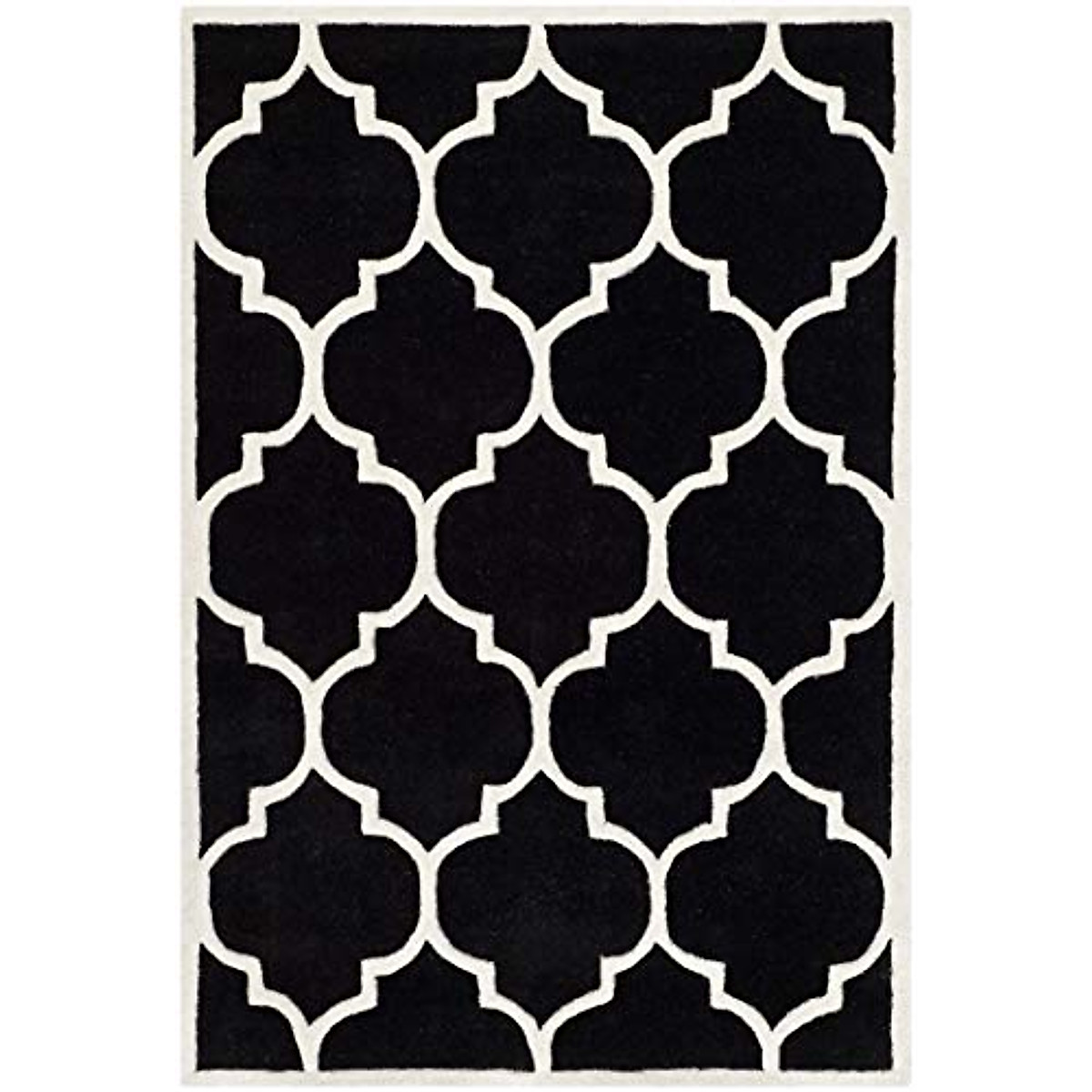 SAFAVIEH Chatham Collection 3' x 5' Black/Ivory CHT733K Handmade Geometric Premium Wool Area Rug