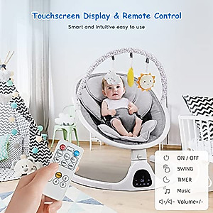 Baby Swings for Infants, Bluetooth Baby Bouncer with Built-in Lullabies and Timer Function, 5 Swing Options Baby Chair for Newborn Infants to Toddler 0-9 Months, 5-20 lbs