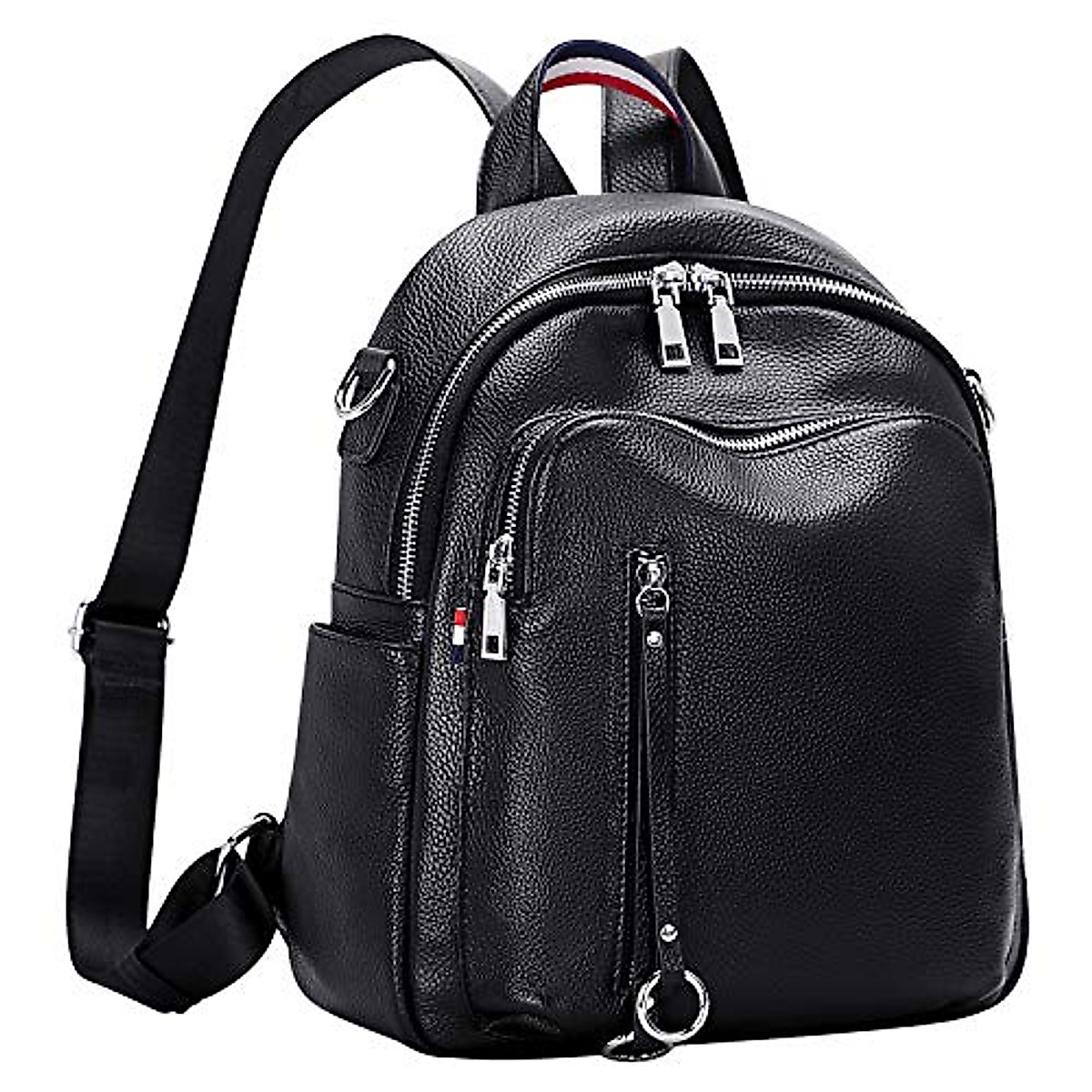 ALTOSY Fashion Genuine Leather Backpack Purse for Women Shoulder Bag Casual Daypack Medium (S9 Black New)
