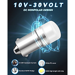 Keiurot 1820 Bulb #313 1445 1813 1816 1815 53 57 BA9S Led Bulb 10-30Volt for Lionel Train Light Bulbs, Instrument Indicator Lights, House Number Light Bulb 1818 1819 1893 Warm White 5Pack