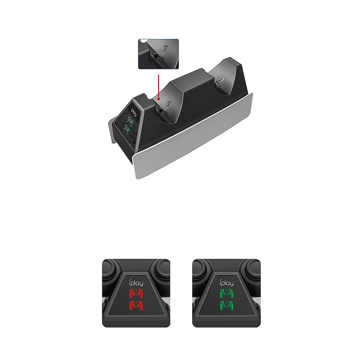 PS5 Controller Charger Station Compatible with PS5 Dualsense Controller with Dual Stand Charger Dock Fast Charging AC Adapter 5V/3A PS5 Controller Dualsense Charging Stand Dual Dock Accessories