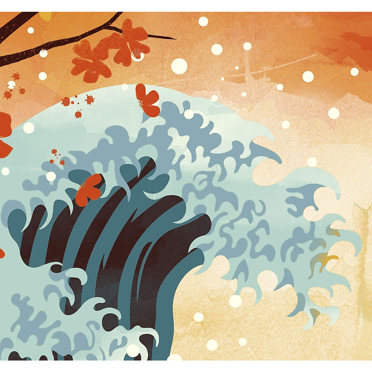 Japanese Fox Art Print - Traditional Ukiyo-e Wall Art 18 x 24 Unframed Cherry Blossom Ocean Waves Spiritual Home Decor Japanese Artwork Whimsical Animal Print Calming Wall Hanging