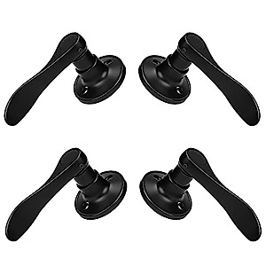Gobrico Pack of 4 Wave Style Single-Side Dummy Door Levers Right and Left Handed Door Handles Matte Black Finish