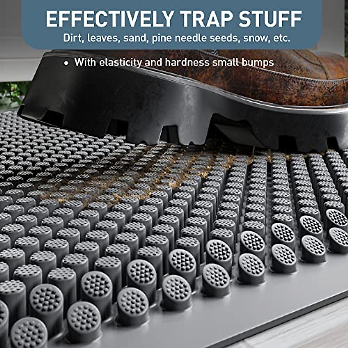 ESTHELLO Door Mat, Silicone Front Door Welcome Doormat, Non Slip Rugs for Indoor Outdoor, Machine Washable Low Profile Entrance Mat, Black Quick Dry Floor Mat Rugs for Kitchen Bedroom Restroom