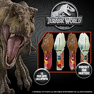 Pop Ups! Jurassic World Lollipop Holder | Gift for Halloween, Jurassic Park Fans | Bulk Set of 12 | Lollipops Included