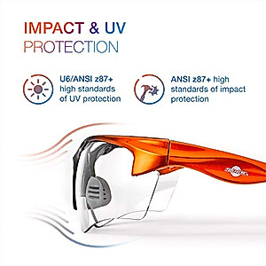 ToolFreak Rebel Bifocal Safety Glasses - Clear 2.0 - ANSI z87+ Impact Rated & U6 UV Protection - Polycarbonate & Wraparound Lenses & Anti-Slip Design - Brow Ventilation, Hard Case & Neck Cord Included