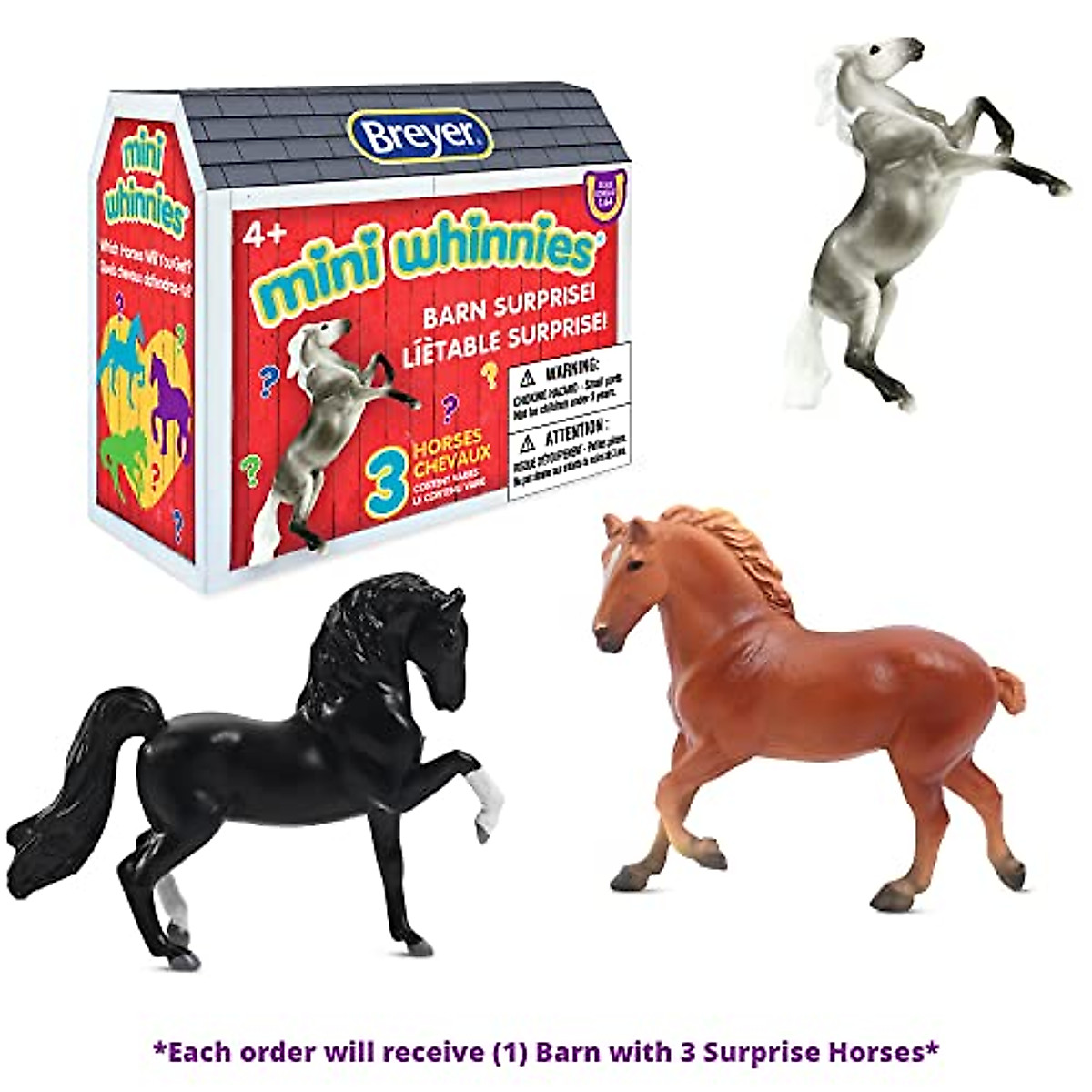 Breyer Horses Mini Whinnies Barn Surprise | 3 Horses | Random Assortment | 1:64 Scale | Horses Measure 2" x 1.5" | Model #7846