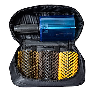 XCMAN Ski Roto Brush Kit 100mm Length-Nylon,Horsehiar,Brass,Axle with Handle and Safety Shield/Hood