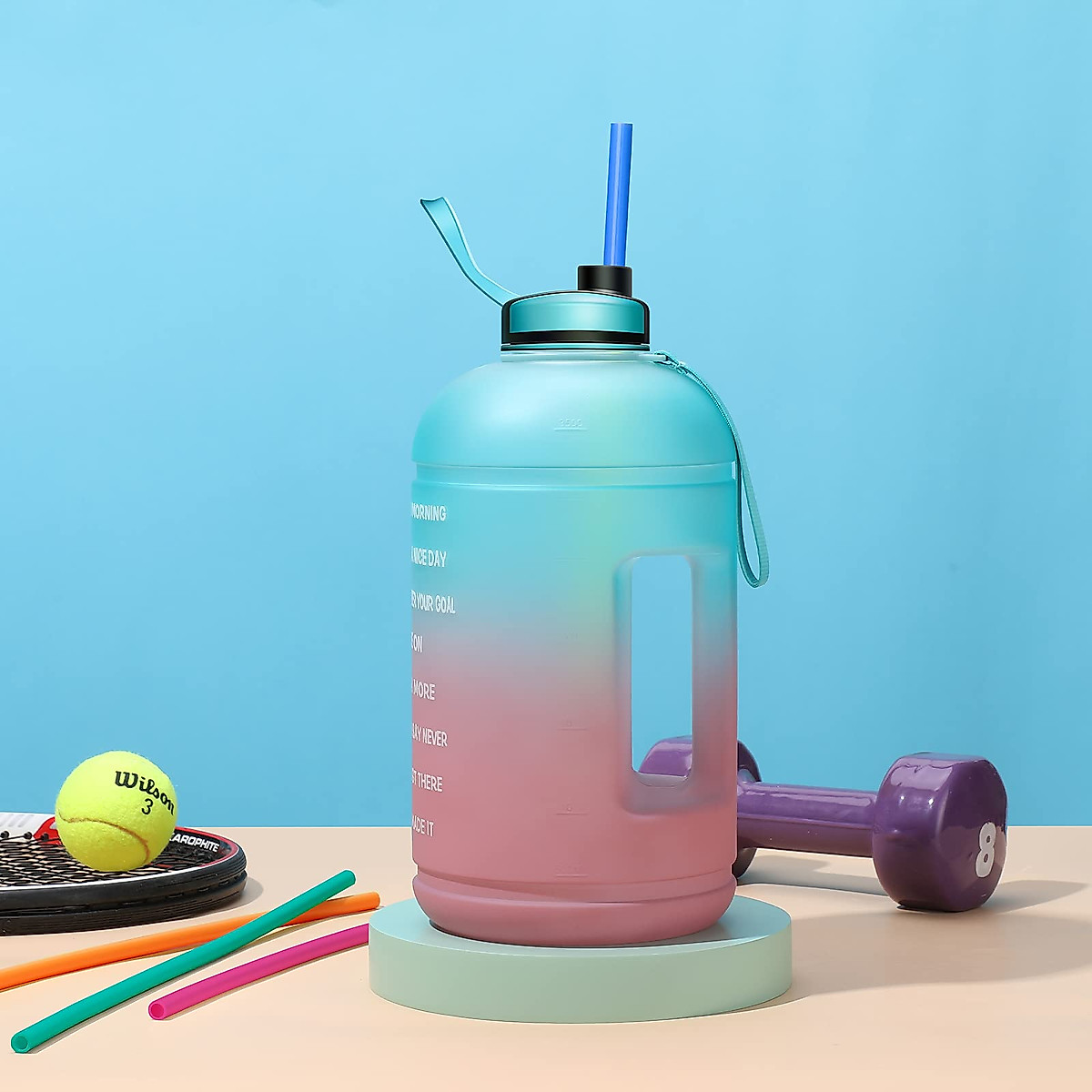 ４ Pack, Extra Long 15 Inch Reusable Silicone Straws for Large Water Bottle, Wine Bottle - 1 Gallon 128 75 64 OZ Tumbler - Flexible Drinking Straws for Extra Tall Cups - 2 Cleaning Brushes