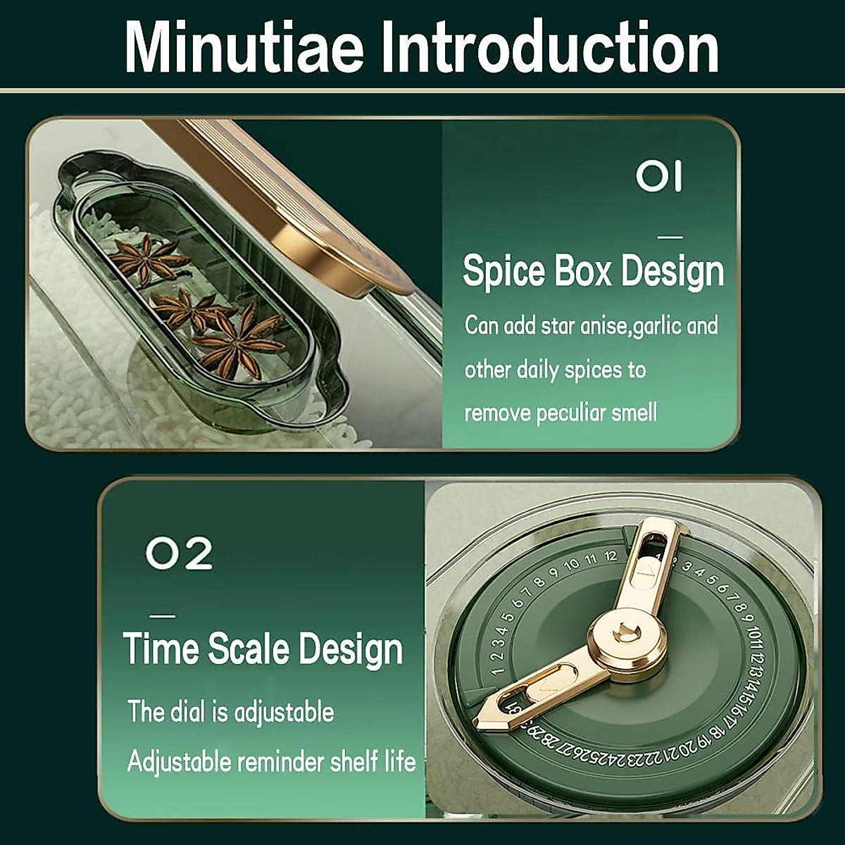 Rice Bucket,Airtight Rice Storage containers,Highly Transparent Rice Storage Container,Large Capacity Grain Storage Container,Stackable Rice Container,Good for Rice,Beans,Oatmeal