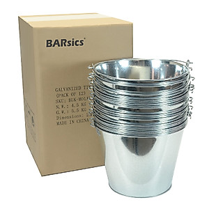 5-Quart Galvanized Pail Beer Bucket 9x9x7 inches (Pack of 12)
