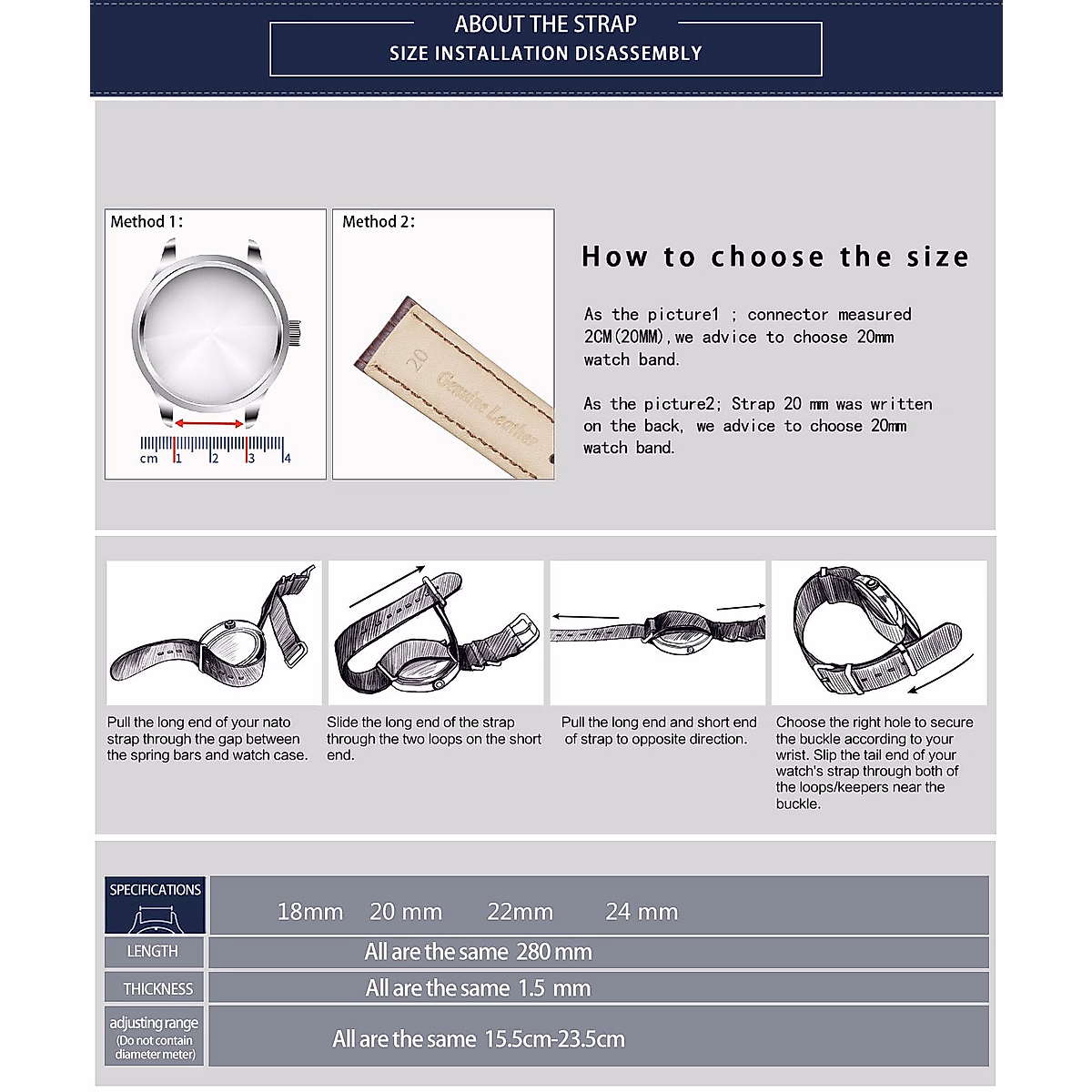 BINLUN Nylon Watch Band Thick G10 Premium Ballistic Nylon Multicolor Replacement Watch Straps with Stainless Steel Buckle for Men Women 18mm 20mm 22mm 24mm