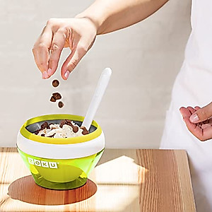 ZOKU Ice Cream Maker, Compact Make and Serve Bowl with Stainless Steel Freezer Core Creates Soft Serve, Frozen Yogurt, Ice Cream and More in Minutes, BPA-free, Green
