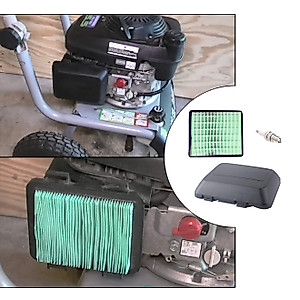 Air Filter 17211-ZL8-023 and Cover 17231-Z0L-050 Kit, Compatible With GCV160 GCV190 GC160 GC190 Engine HRB216 HRB217 HRR216 HRS216 HRT216 Motor Pressure Washer Push Lawn Mower with Spark Plug (3 Pcs)