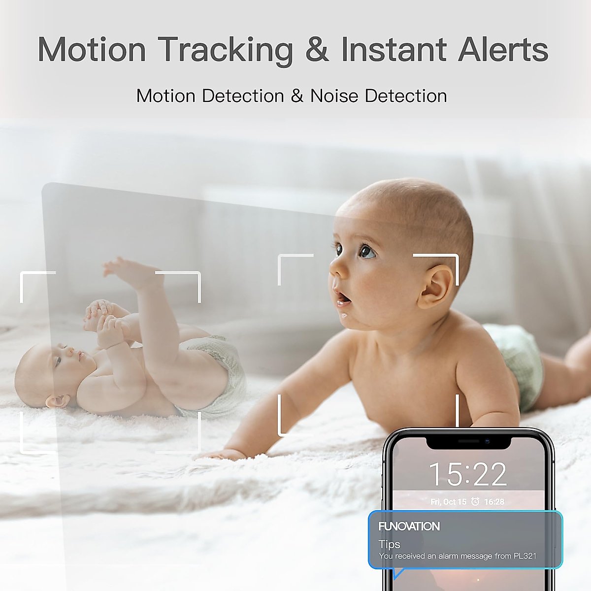 Funovation 3MP Indoor Security Camera, 360° PTZ 2.4G WiFi Only Cameras for Home Security/Baby Monitor, Plug-in Pet Camera with Phone App for Dog/Cat, 2-Way Talk, Night Vision, Auto Tracking, SD/Cloud