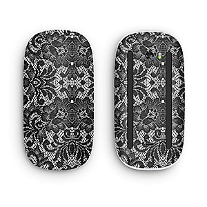 Design Skinz Black and White Lace Pattern V108 Vinyl Decal Compatible with The Apple Magic Mouse 2 (Wireless, Rechargable) with Multi-Touch Surface