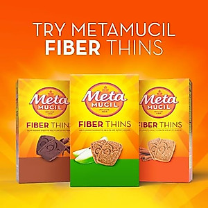 Metamucil, Fiber Thins, Daily Psyllium Husk Fiber Supplement, Supports Digestive Health and Satisfies Hunger, Apple Crisp Flavor, 4 Packs x 12 Servings (48 Total Servings)