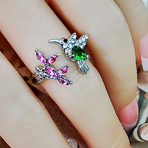 shiYsRL Exquisite Jewelry Ring Love Rings Elegant Cubic Zirconia Flower Bird Open Ring Women Party Wedding Jewelry Gift Wedding Band Best Gifts for Love with Valentine's Day - One Size