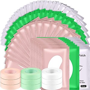 9 Rolls Eyelash Tape Eyelash Extension Tape with 60 Pairs of Eyelash Extension Patches, Breathable Fabric Lash Tape Under Eye Gel Pads for Eyelash Extension Supply, Eye Mask Eye Patches Beauty Tool