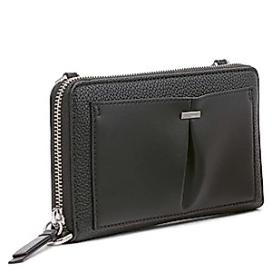 Calvin Klein Nickel Organizational Wallet On a String Crossbody, Black/Silver