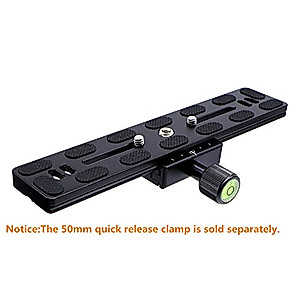HITHUT PU-200 200mm Universal Lengthened Quick Release Plate Slide Rail with D-Ring Screw for Tripod Ball Head DSLR Camera, Arca-Swiss Compatible