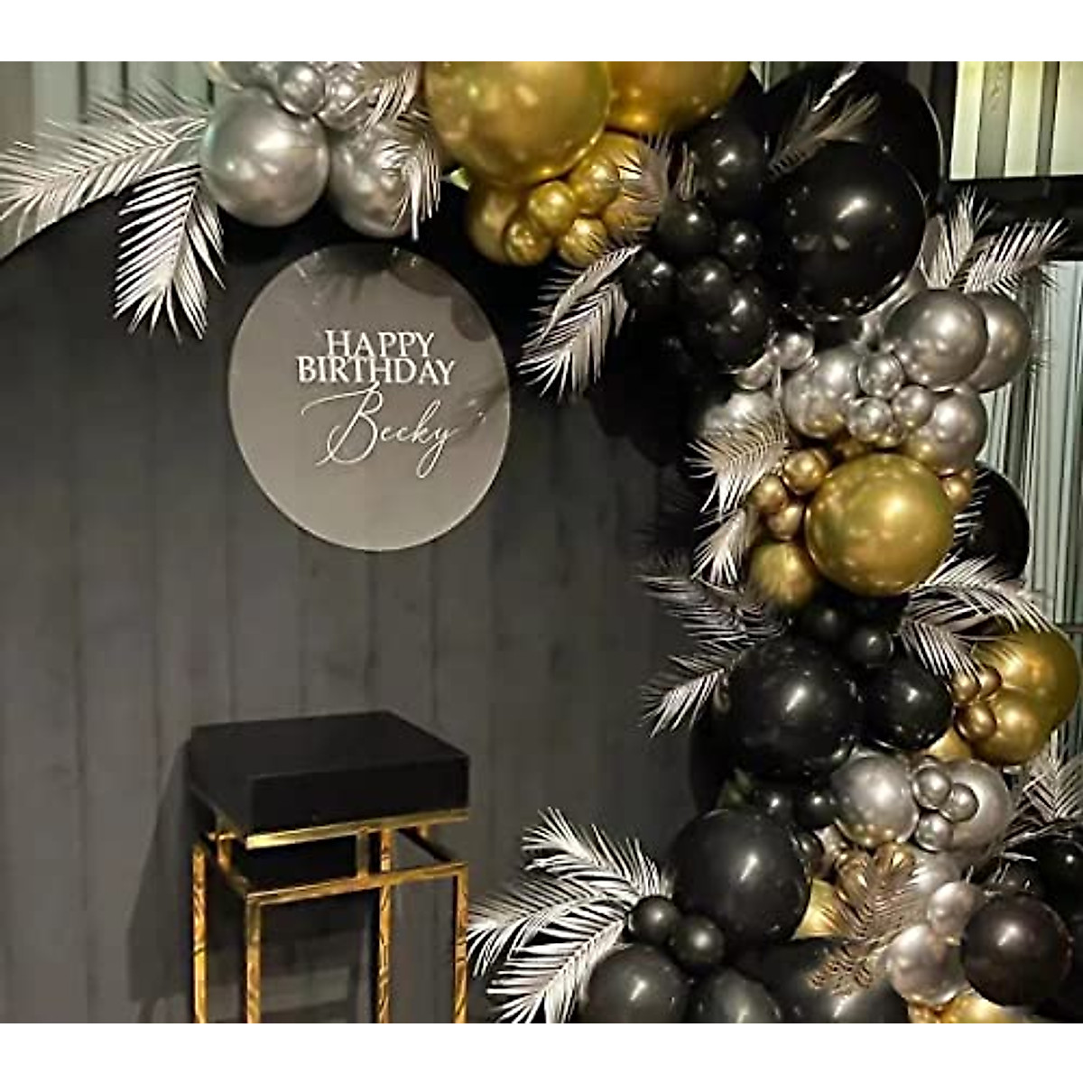 Komiikka 116pcs Black Gold Silver Chrome Balloon Garland Arch Kit for Gatsby Roaring 20s Birthday, New Year, Bachelorette, Graduation, Retirement Party Decorations