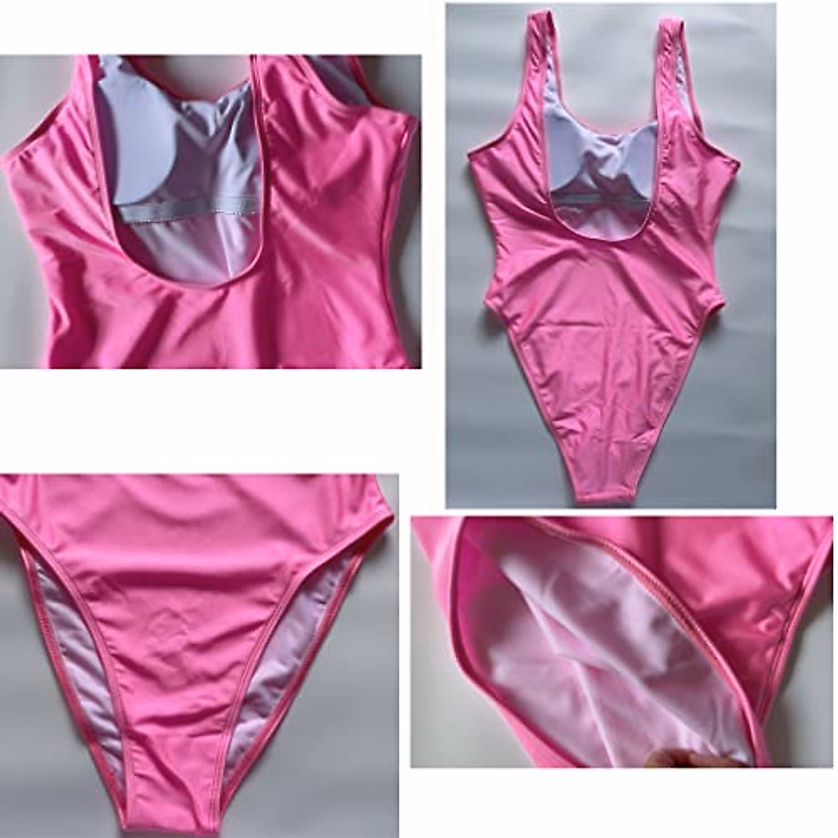 MUZHI The Party Retro 80s/90s Inspired High Cut Low Back Padding One Piece Swimwear Baby Pink Small