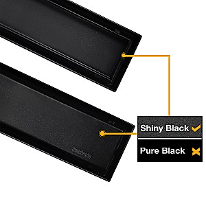 Neodrain 24-Inch Linear Shower Drain,with 2-in-1 Flat & Tile Insert Shiny Black Cover, Rectangle Shower Floor Drain, Floor Shower Drain with Adjustable Leveling Feet, Hair Strainer