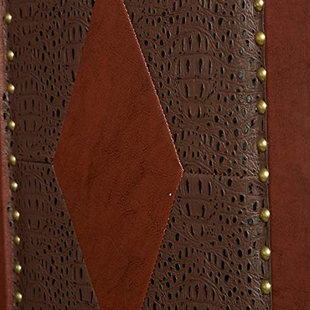 Deco 79 Faux Leather Scroll Partition Room Divider Screen Hinged Foldable Partition 4 Panel Privacy Screen with Faux Leather Detailing, Room Partition 64" x 1" x 71", Brown