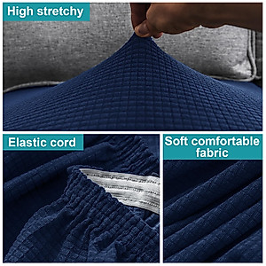 LiveGo Patio Sofa Cushion Cover Outdoor Waterproof Cushion Cover Replacement Patio Furniture Cushions Couch Slipcovers Chair Seat Cover Soft Flexibility Protector (4, Navy Blue)