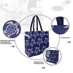 BeeGreen Animal Reusable Grocery Bags - W13*H13*D7 6 Packs Lightweight Shopping Totes with Long Handles, Water Resistant,Durable and Portable - Perfect for Groceries, Supermarket, Gifts, and More