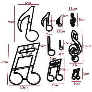 Music Fondant Cutters, Airlxf 10PCS Wedding Cookie Cutter Set for Anniversary/Bridal/Engagement Cake Decorating Sugarcraft Cutting Tool (Music Fondant Cutters)