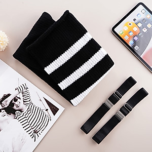 LOUSGUTA Plus Size Thigh High Socks for Thick Thighs- Extra Long Women Striped Cable Knitted Over Knee High Stockings Leg Warmer