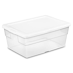 Sterilite 16 Quart Multipurpose Clear Plastic Stacking Storage Container Box with Secure Latching Lid for Home or Office Organization, 108 Pack