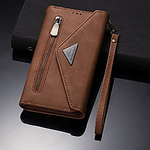 Ysnzaq Crossbody Lanyard Wallet Case for Samsung Galaxy S22 Ultra 5G 6.8", PU Leather Detachable Neck Strap with Credit Card Holder Phone Cover for Samsung Galaxy S22 Ultra 5G DKB Brown