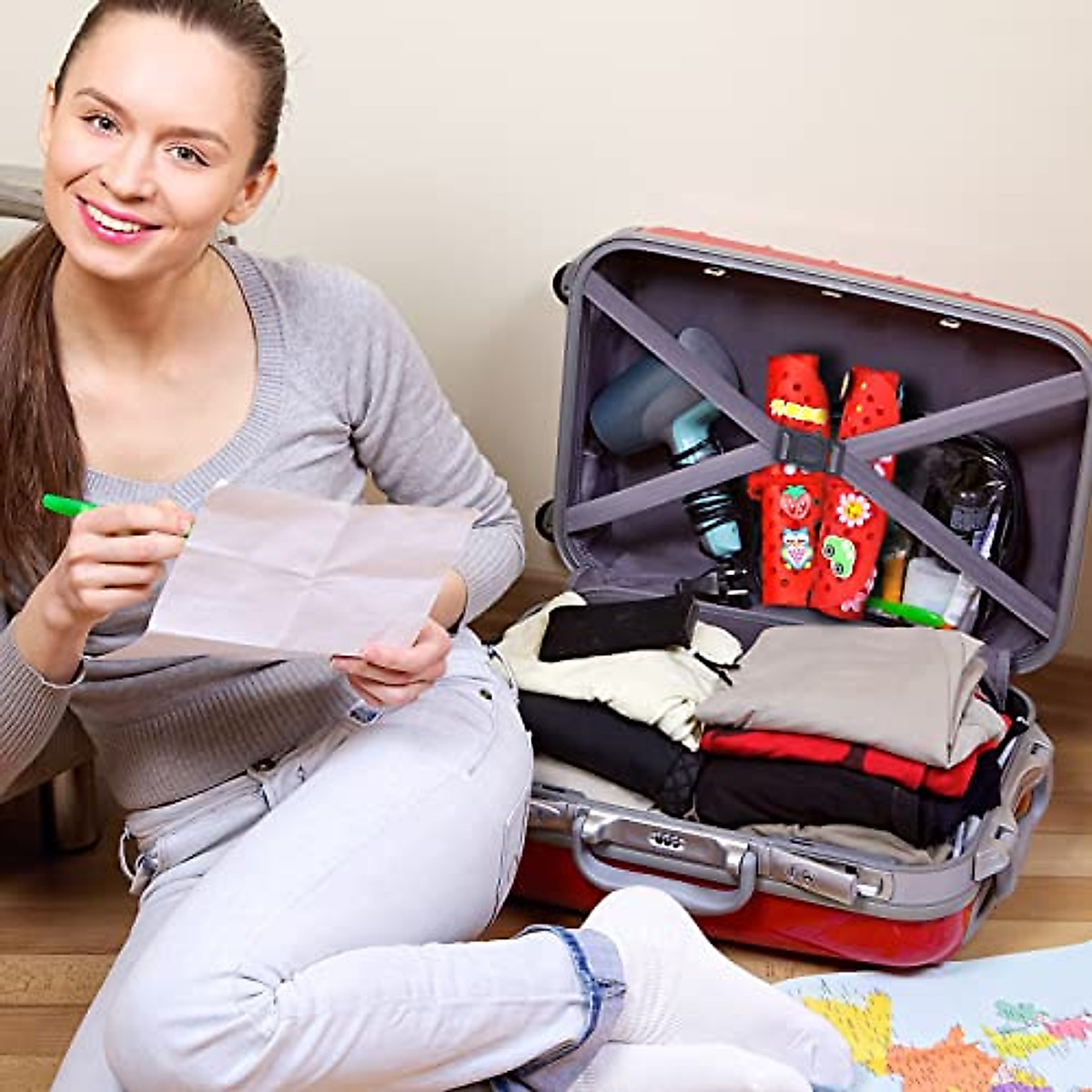 Saintrygo 2 Pieces Shoe Decoration Charm Organizer Shoe Charm Portable Roll Storage Bag Wall Mounted Hanging Silicone Display Stand Not Contain Shoe Charm for Shoe Charm (Red)