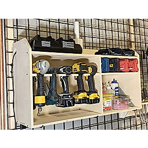 Factory Crafts Cordless Drill Tool Holder Organization Rack Wood Shelf Case Organizer 5-Slot Multi Storage