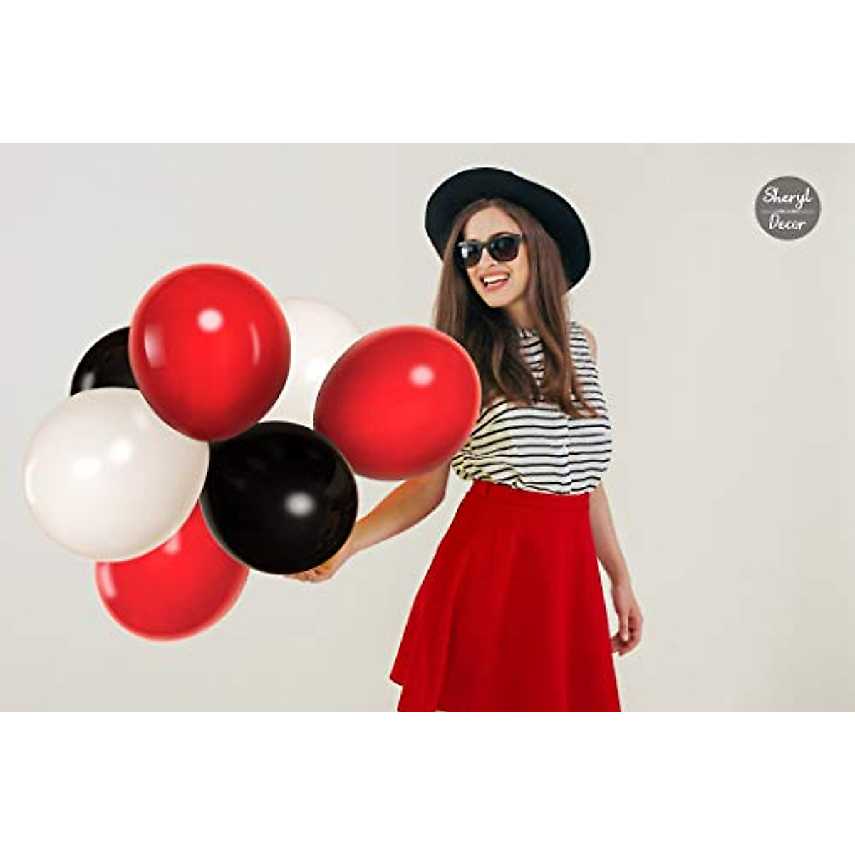 100 Red Black and White Balloons - Small & Large Red and Black Balloons Party Decorations Supplies Pack for Deadpool Birthday, Lumberjack Baby Shower, Graduation, Pirate, Ladybug, Race Car, Poker…