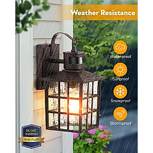 VIANIS ORB Motion Sensor Outdoor Lights Wall Mount, Dusk to Dawn Waterproof Exterior Lantern for House, Oil Rubbed Bronze Anti-Rust Garage Sconce Outside for Door, Garage, Entryway, Hallway
