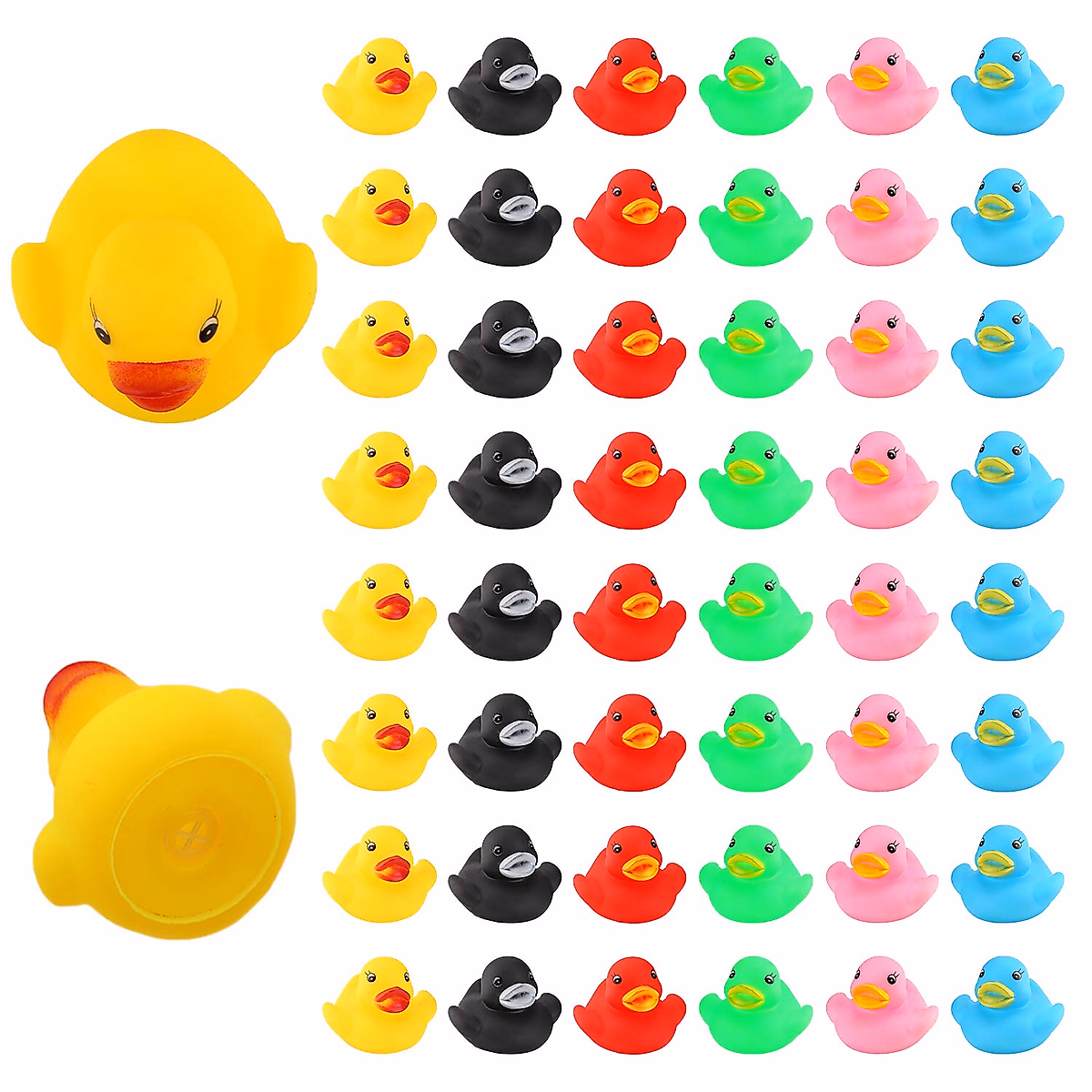 LUTER 48Pcs Rubber Ducky Bath Toy for Kids, Float and Squeak Mini Small Ducks Bathtub Toys for Shower/Birthday/Party Supplies (Multicolored)（3.5×3.5×3cm/1.4×1.4×1.2inch）