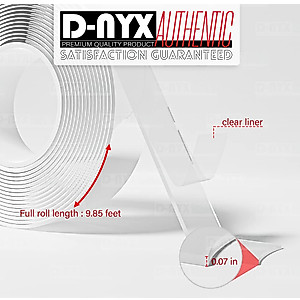 Tough Double Sided Mounting Tape Removable 1.18" x 118 inches Clear Nano Double Sided Tape Heavy Duty, Multipurpose Tape Picture Hanging Strip Adhesive Poster Carpet Tape (1.18" x 9.85 FT (1 Pack))