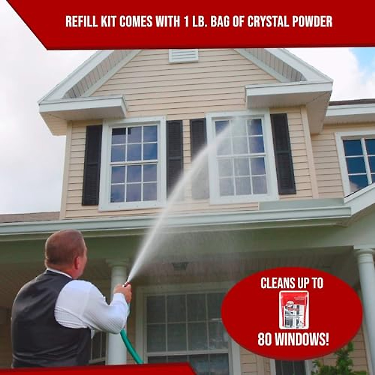 Full Crystal Exterior Refill Kits-Crystal Powder Outdoor Cleaner Packets Non-Toxic, No Scrub, No Rinse Cleaning Solution 8oz. Refill Kit Parent (16oz)