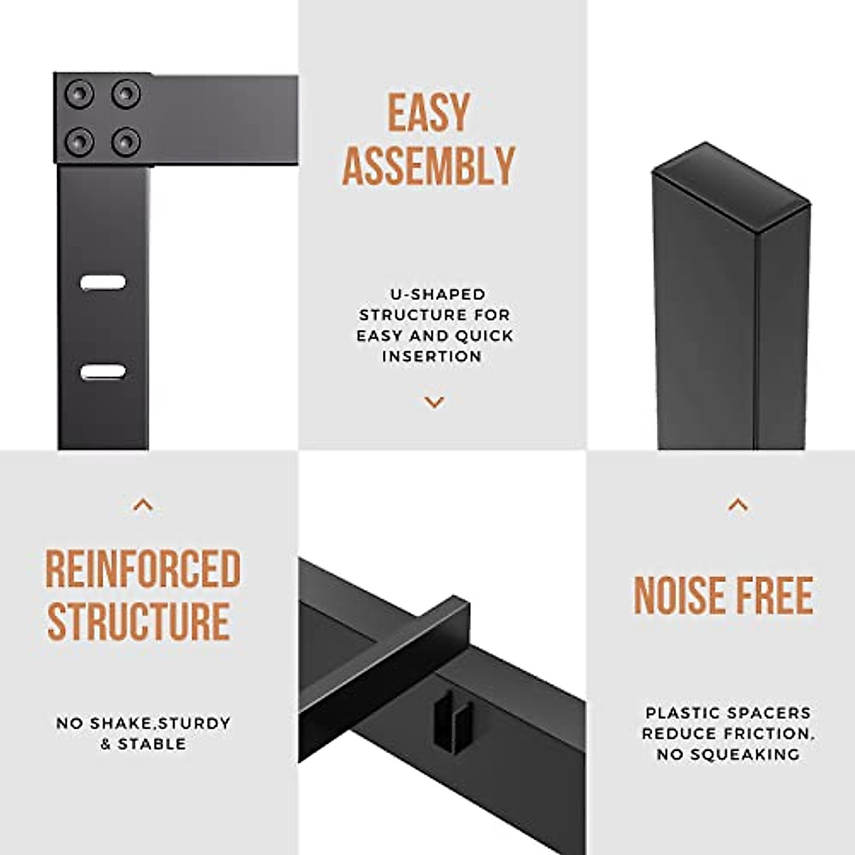 COMASACH Bed Frame King and 6 Pcs Non Slip Mattress Gaskets, No Box Spring Needed, 14 Inch Black Metal Platform Bed Frames, 4000Lb Heavy Duty Steel Slat Support, Noise Free Mattress Foundation