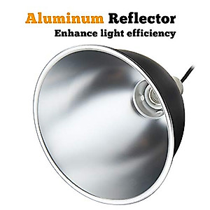 TEKIZOO 8.5 Inch Deep Light Dome Reptile Lamp Fixture Aluminum Optical Reflector