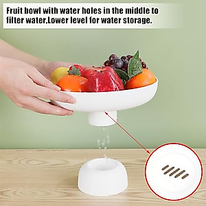 tchrules Fruit Bowl, Plastic Fruit Bowl for Kitchen Counter, White Fruit Basket with Draining Holes, Decor Centerpiece for Kitchen Counter or Dining Room Tables