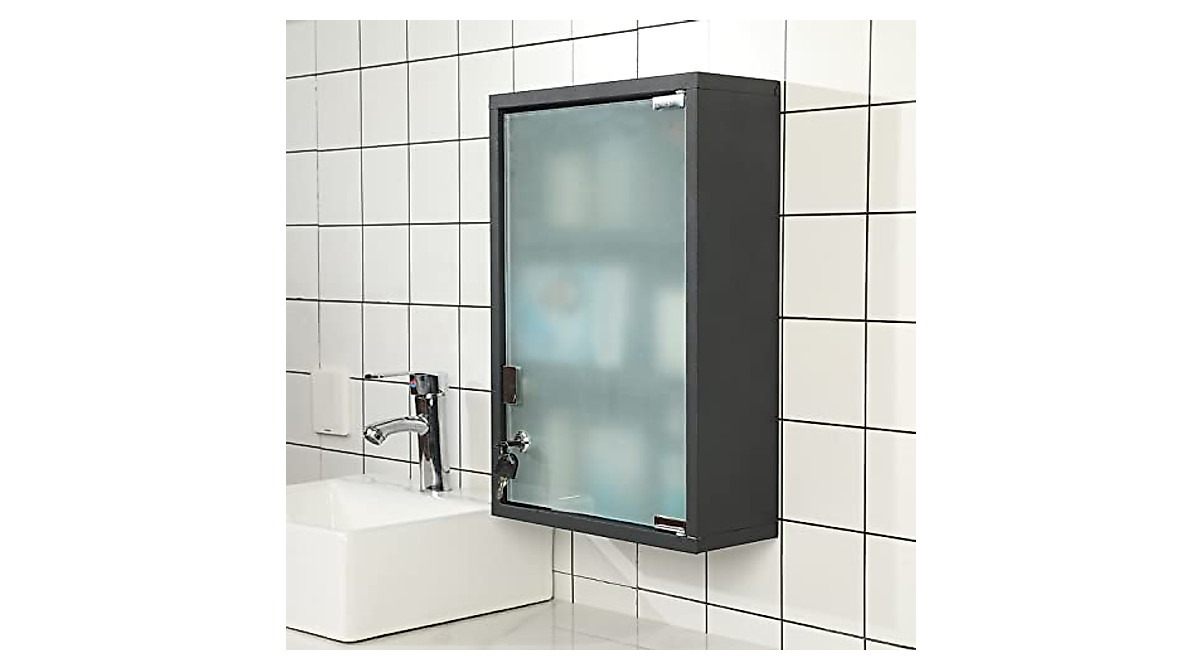Secure MyGift 18-Inch Locking Bathroom Cabinet