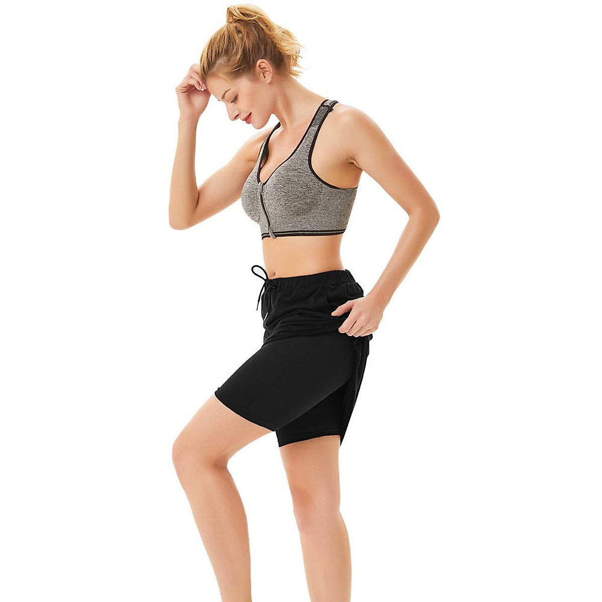 JACK SMITH Women's Athletic Skorts Skirts with Pockets Knee Length Sports Skirts for Running Tennis Golf Workout Shorts XXX-Large Black